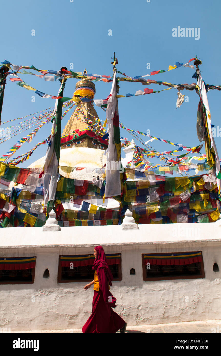 The beautiful stupa at the Boudhanath temple in Kathmandu Stock Photo ...