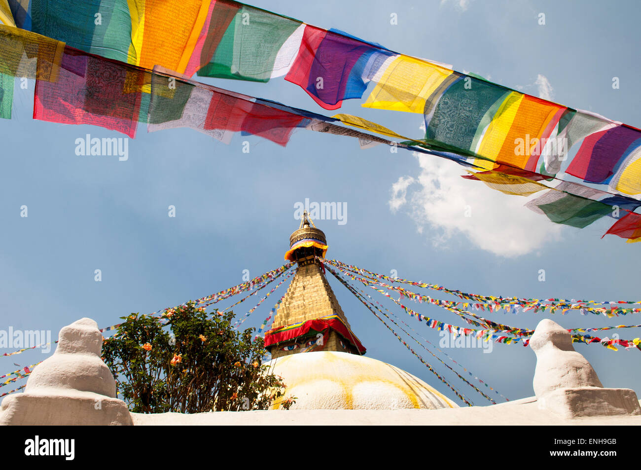 The beautiful stupa at the Boudhanath temple in Kathmandu Stock Photo ...