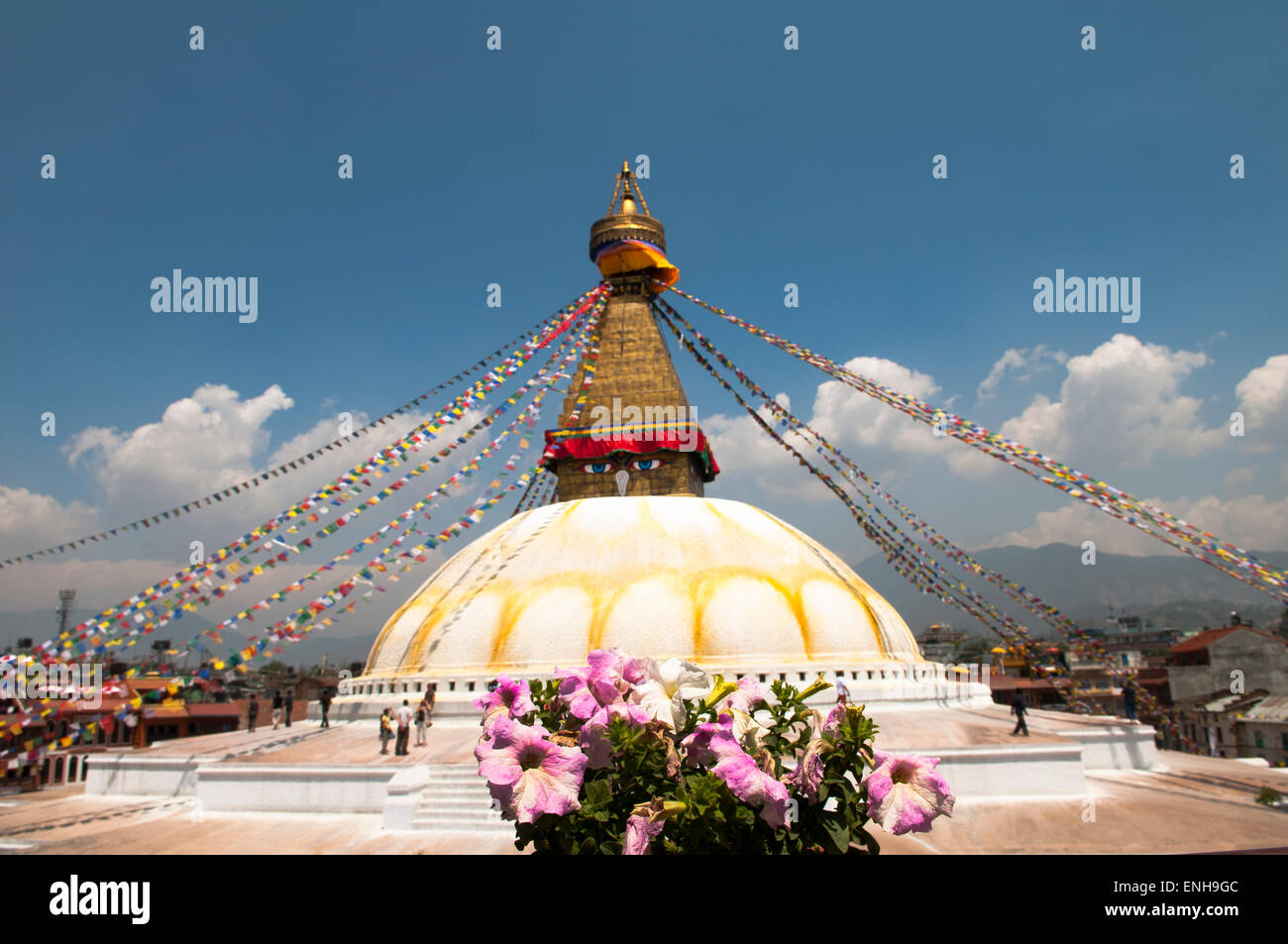 The beautiful stupa at the Boudhanath temple in Kathmandu, Nepal Stock ...