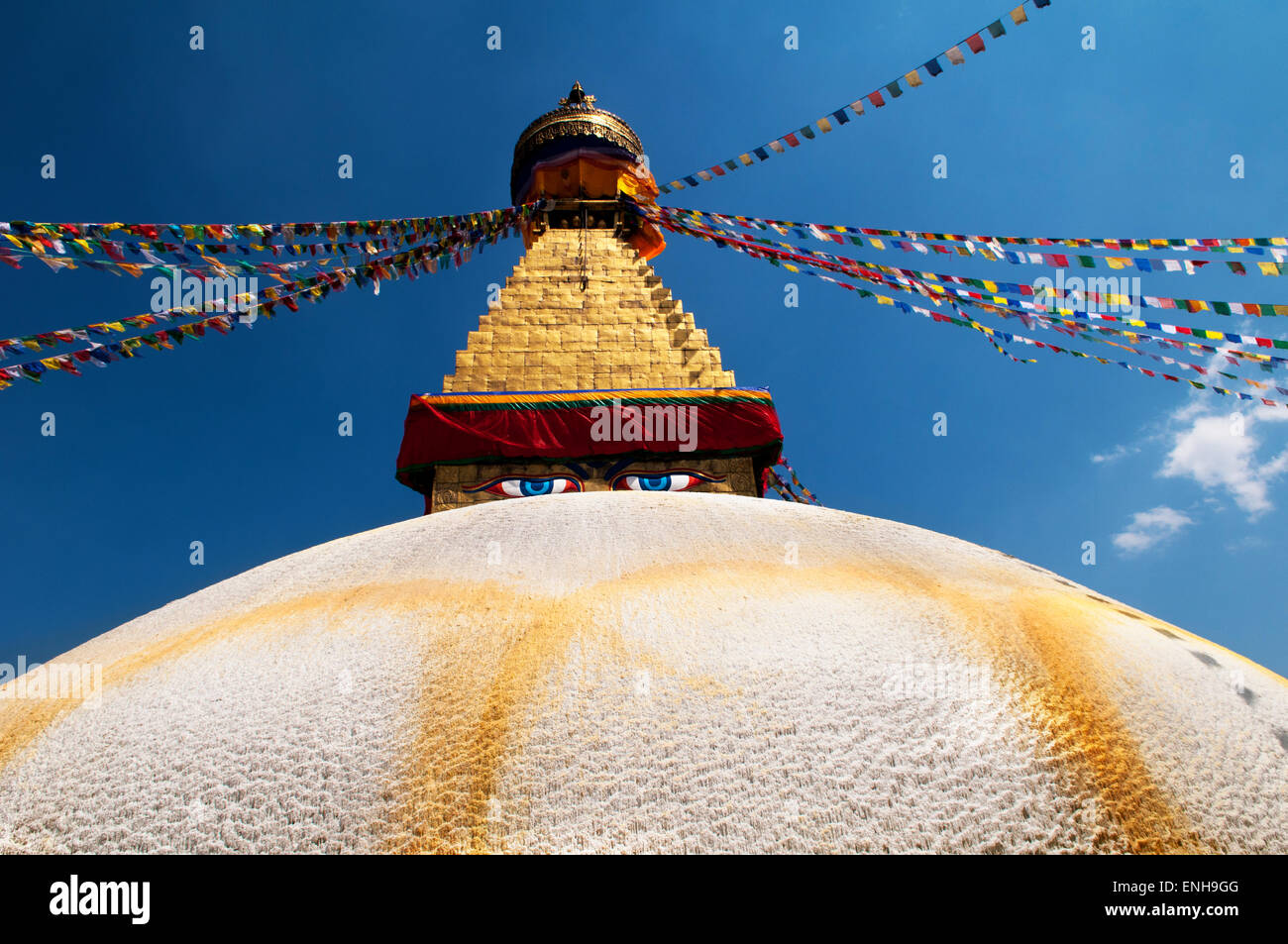 The beautiful stupa at the Boudhanath temple in Kathmandu Stock Photo ...