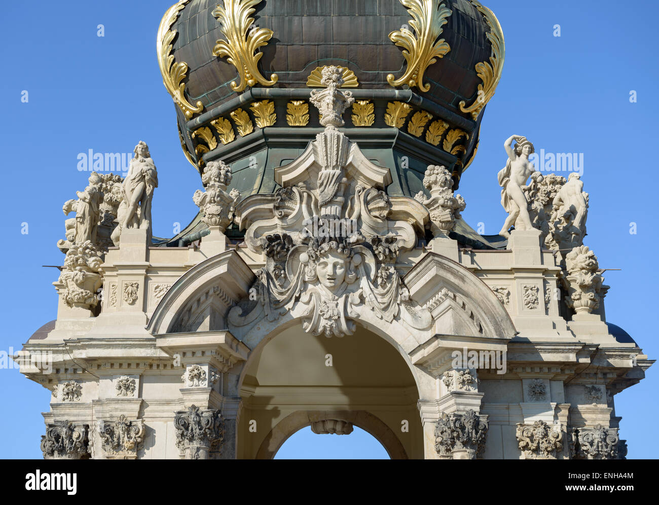Close-up of Southern side of Crown Gate above terrace, the Baroque ...