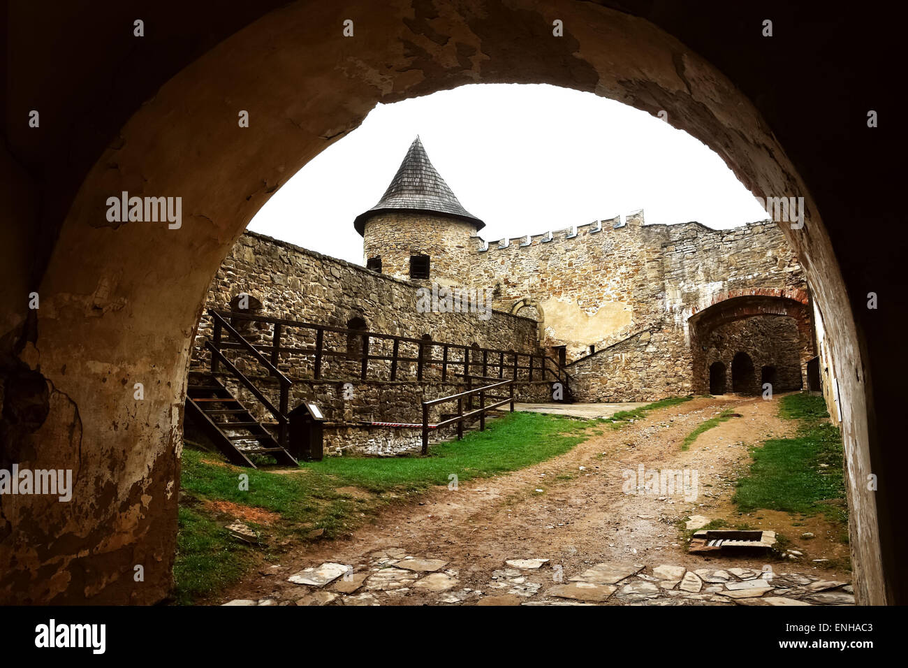 Arch and tower of Lubovna Castle in Slovakia Stock Photo - Alamy