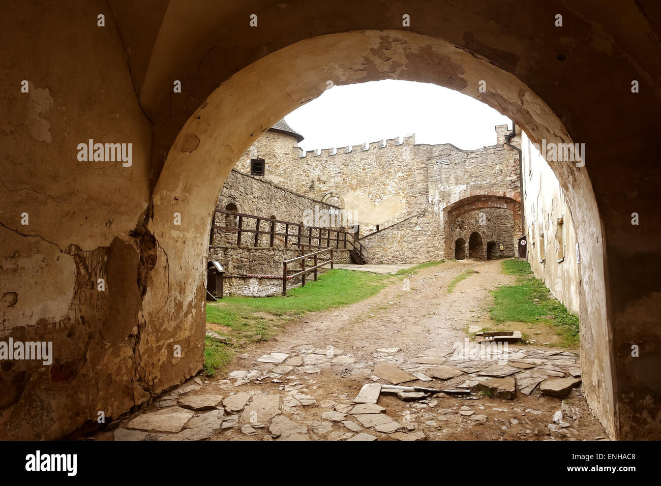Archs and wall of Lubovna Castle in Slovakia Stock Photo - Alamy