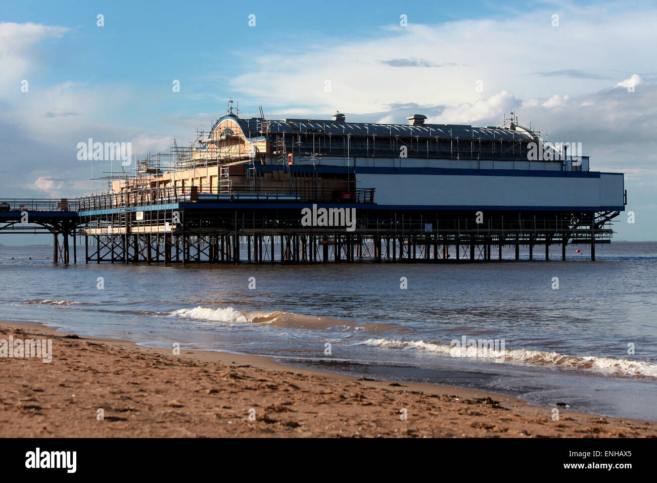 Cleethorpes Pier at Cleethorpes beach near Grimsby undergoing a ...