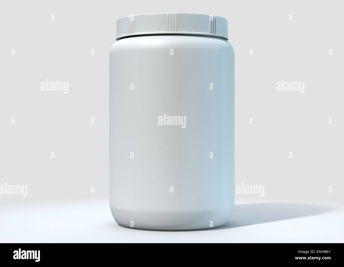 A regular generic white plastic container with no branding on an ...