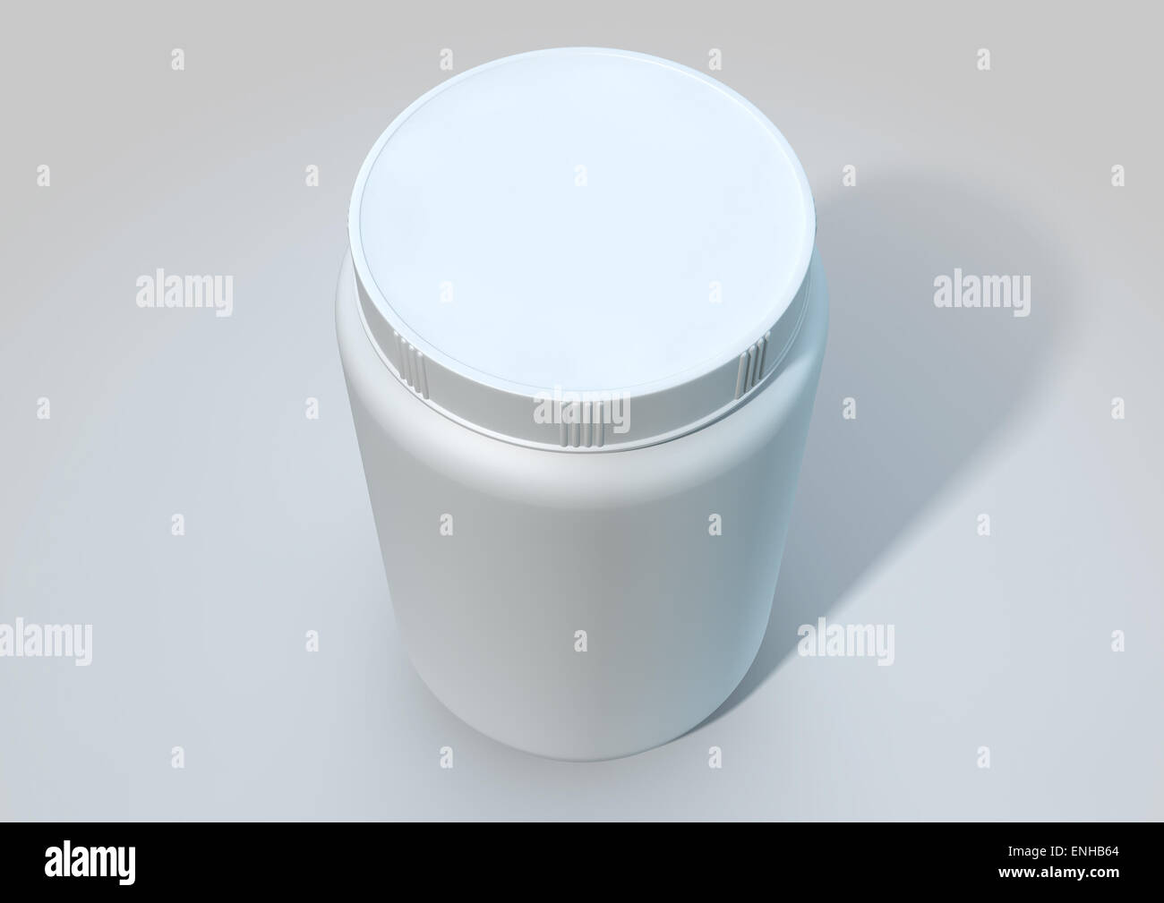 A regular generic white plastic container with no branding on an ...