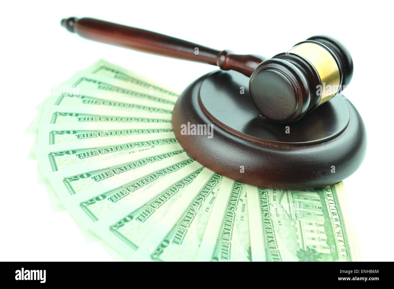 Auction concept with gavel on money background Stock Photo - Alamy