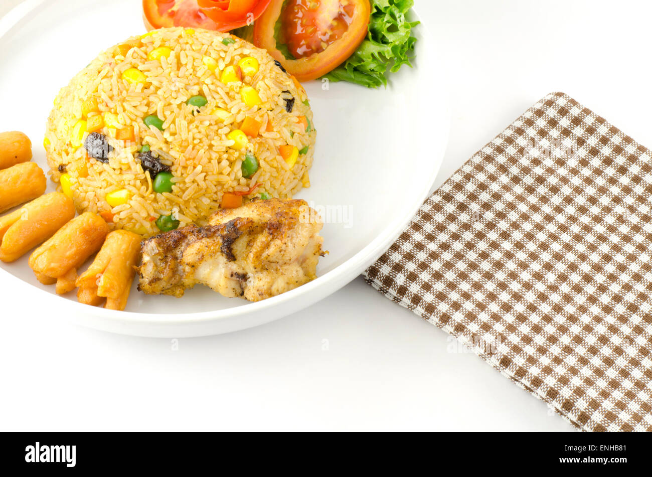 main food American fried rice isolated on white background Stock Photo ...