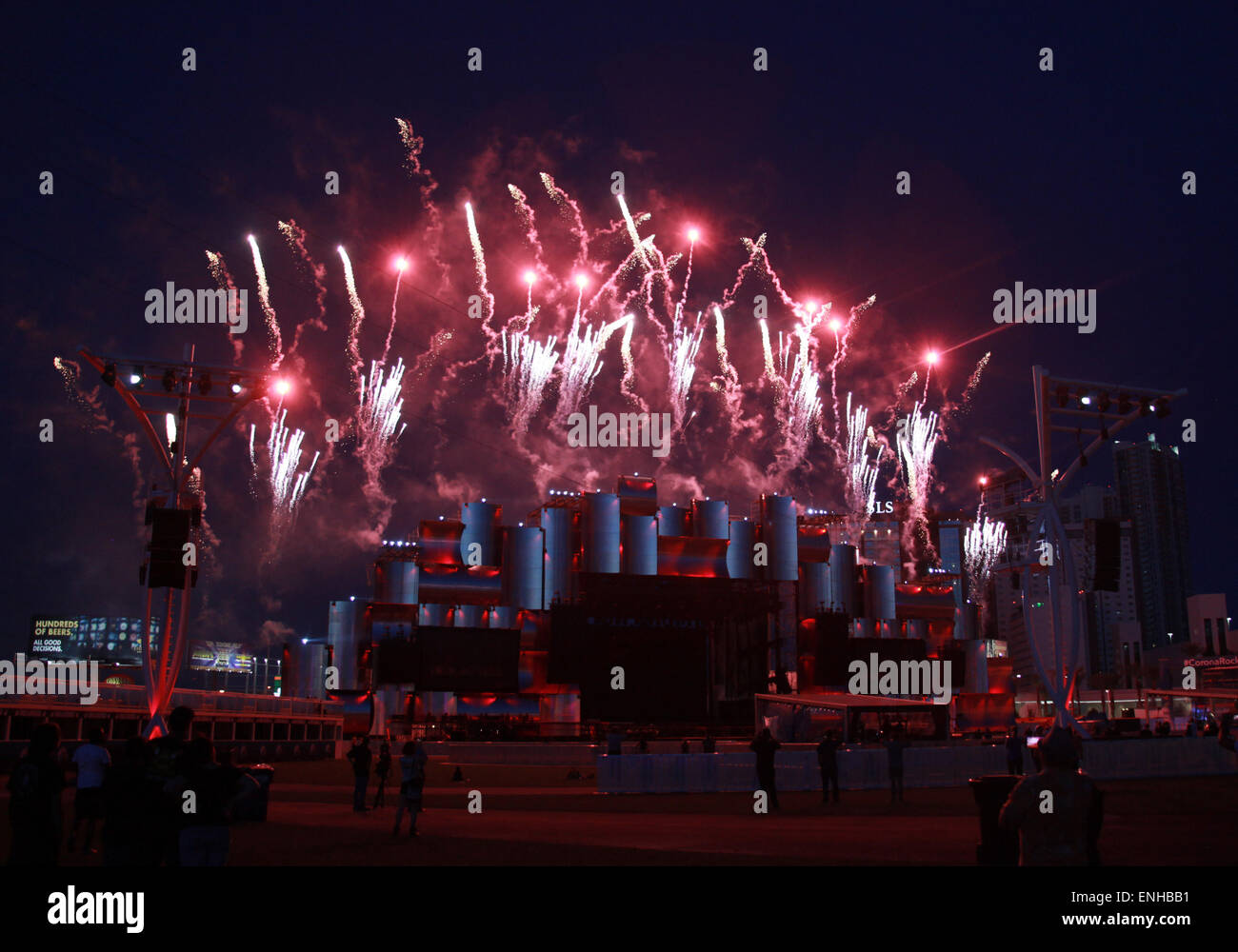 Las Vegas, Nevada, USA. 5th May, 2015. Fireworks erupts from the Rock ...