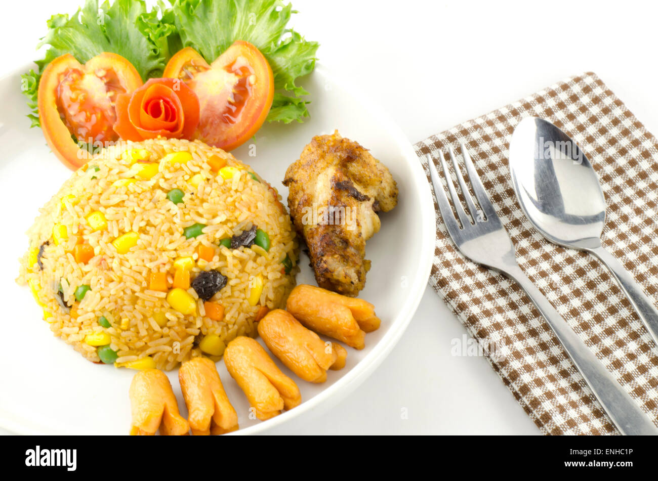 main food American fried rice isolated on white background Stock Photo ...