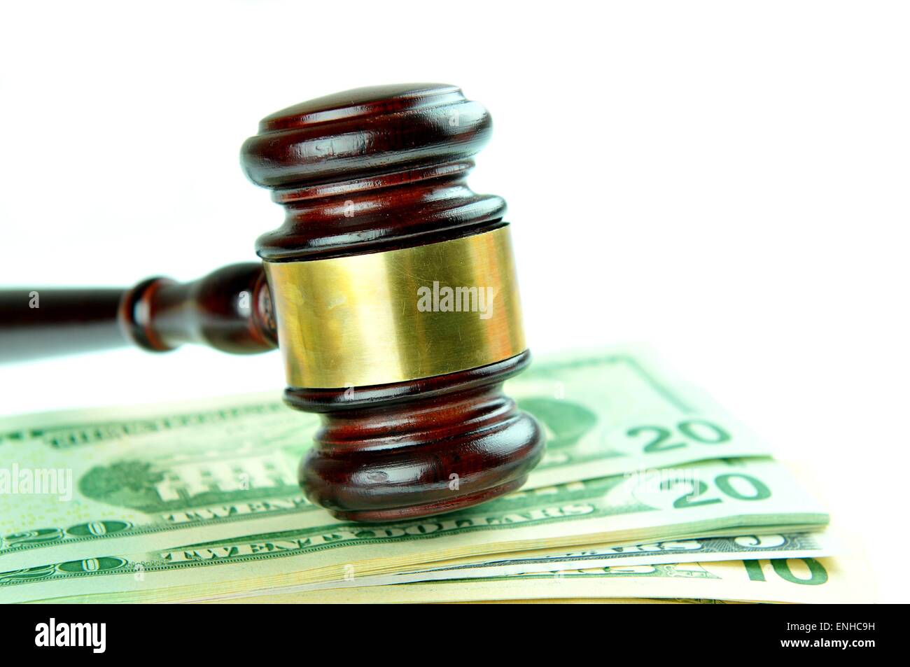 Auction concept with gavel on money background Stock Photo - Alamy