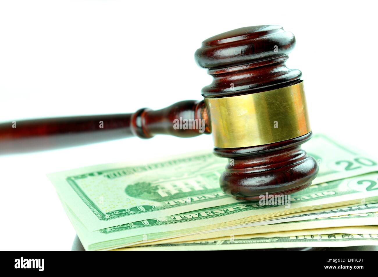 Auction concept with gavel on money background Stock Photo - Alamy