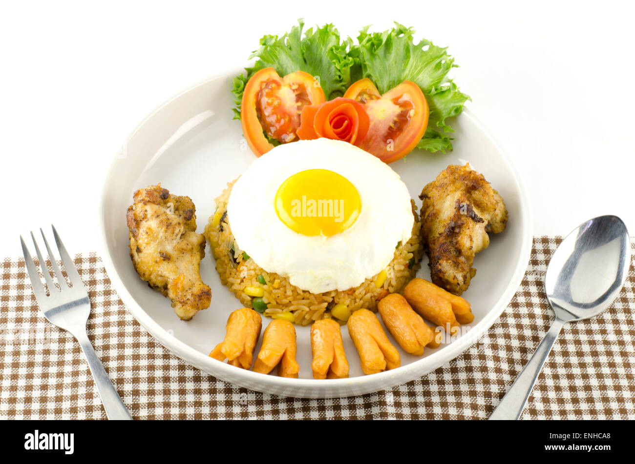 main food American fried rice isolated on white background Stock Photo ...