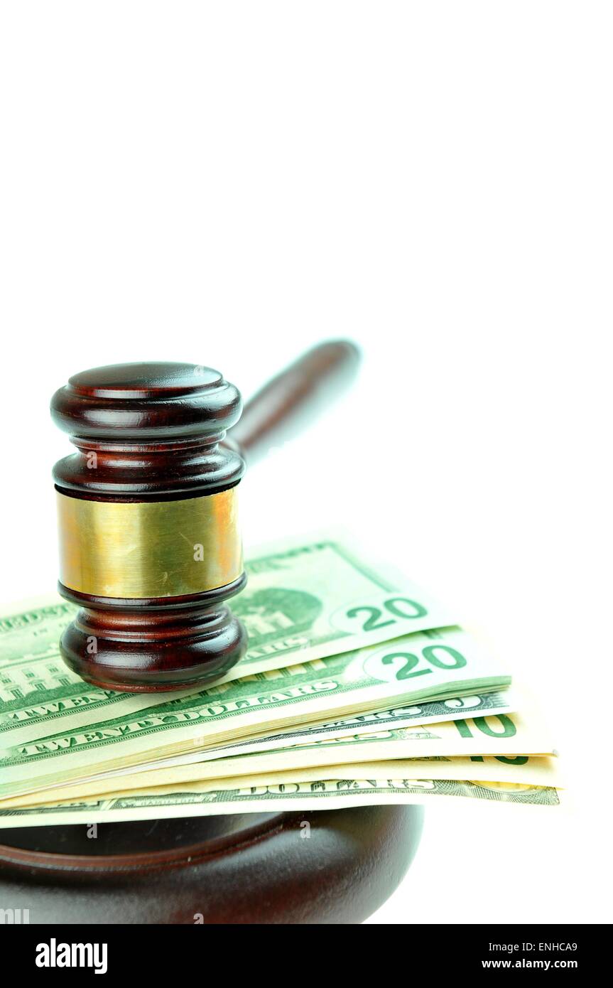 Auction concept with gavel on money background Stock Photo - Alamy