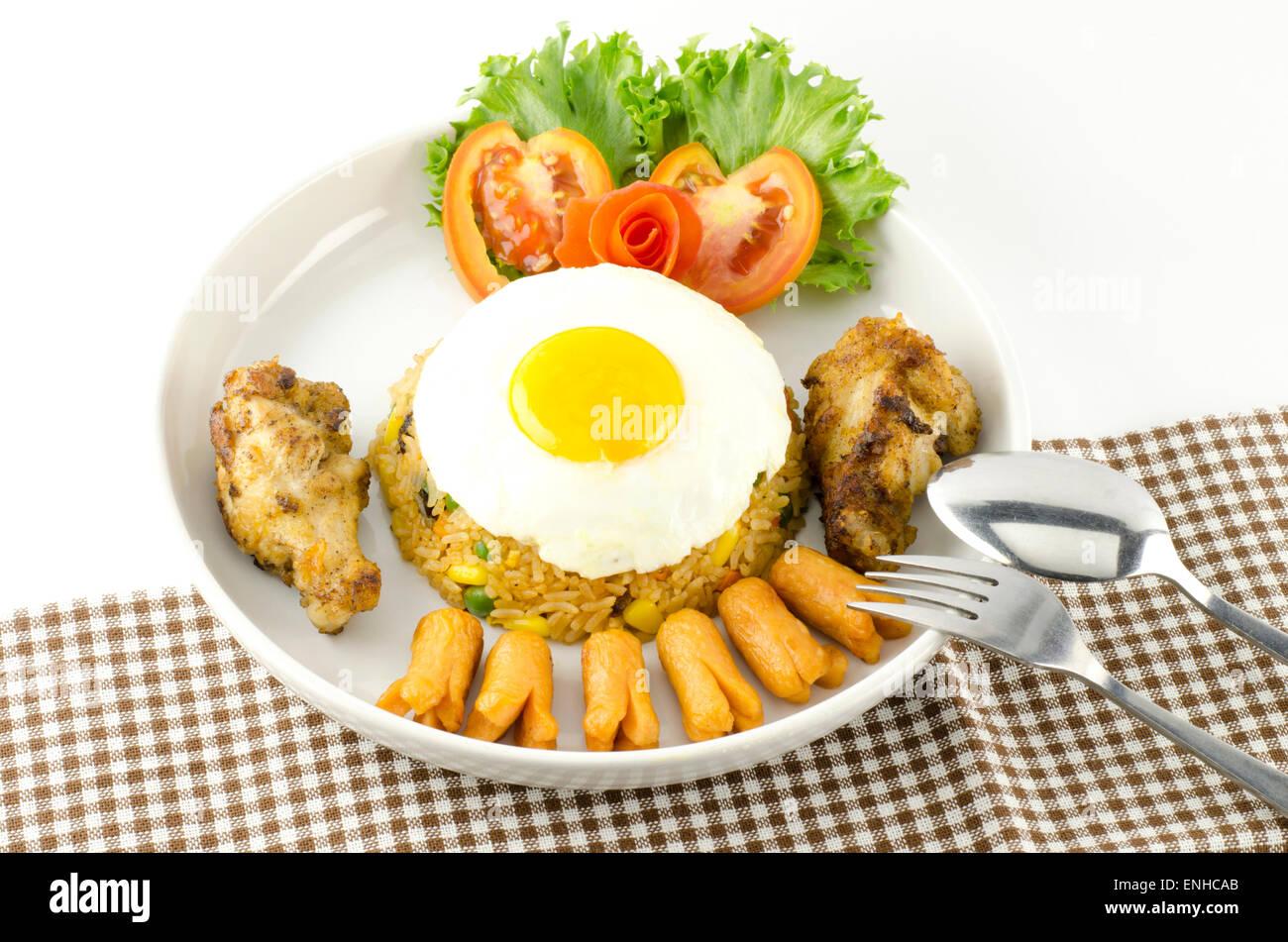 main food American fried rice isolated on white background Stock Photo ...