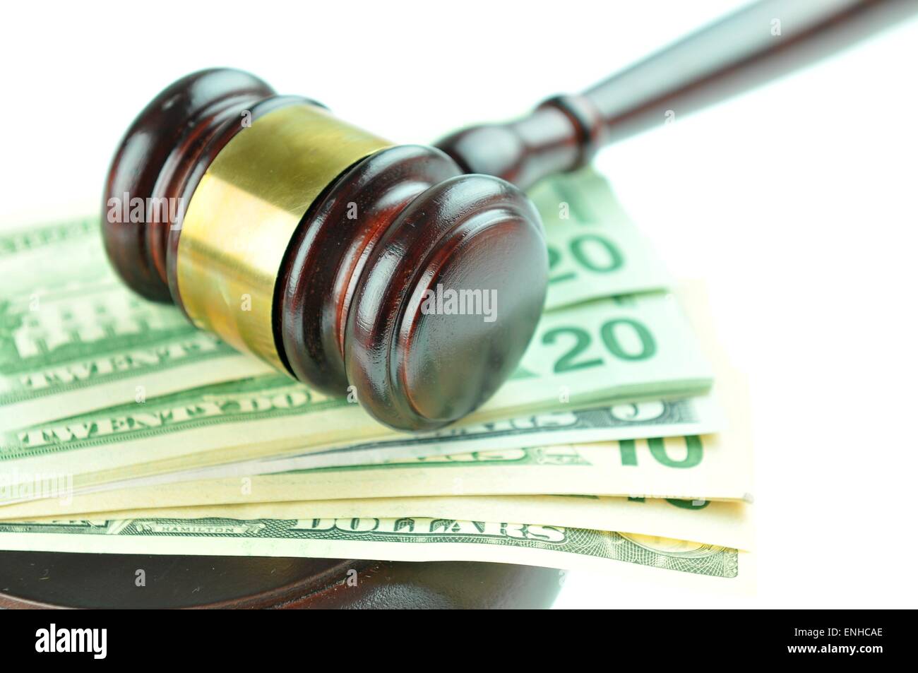 Auction concept with gavel on money background Stock Photo - Alamy