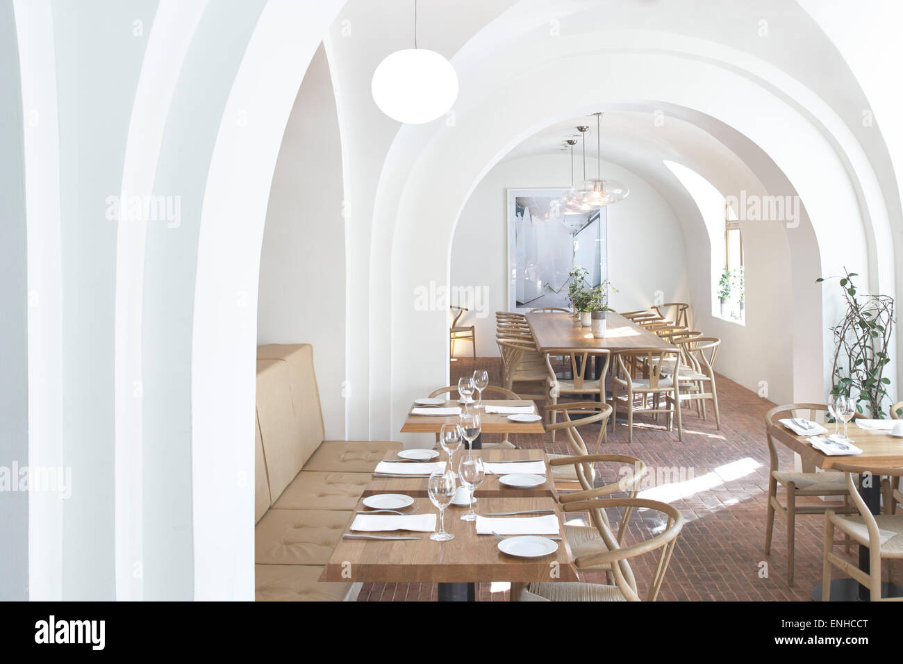 Cafe interior with vaulted ceiling. Grosch Cafe, Nasjonalmuseet, Oslo ...