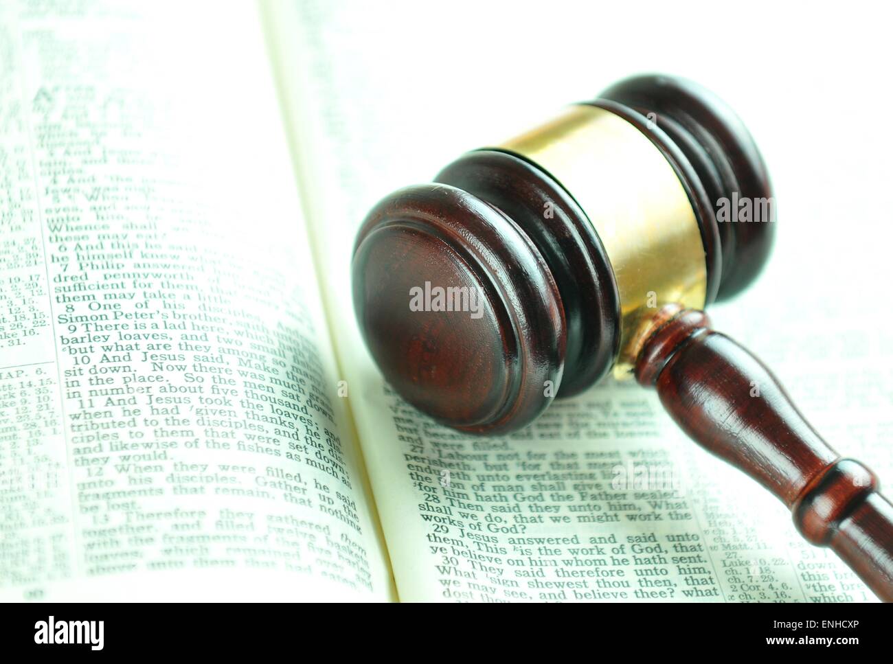Justice concept with gavel against the bible Stock Photo - Alamy