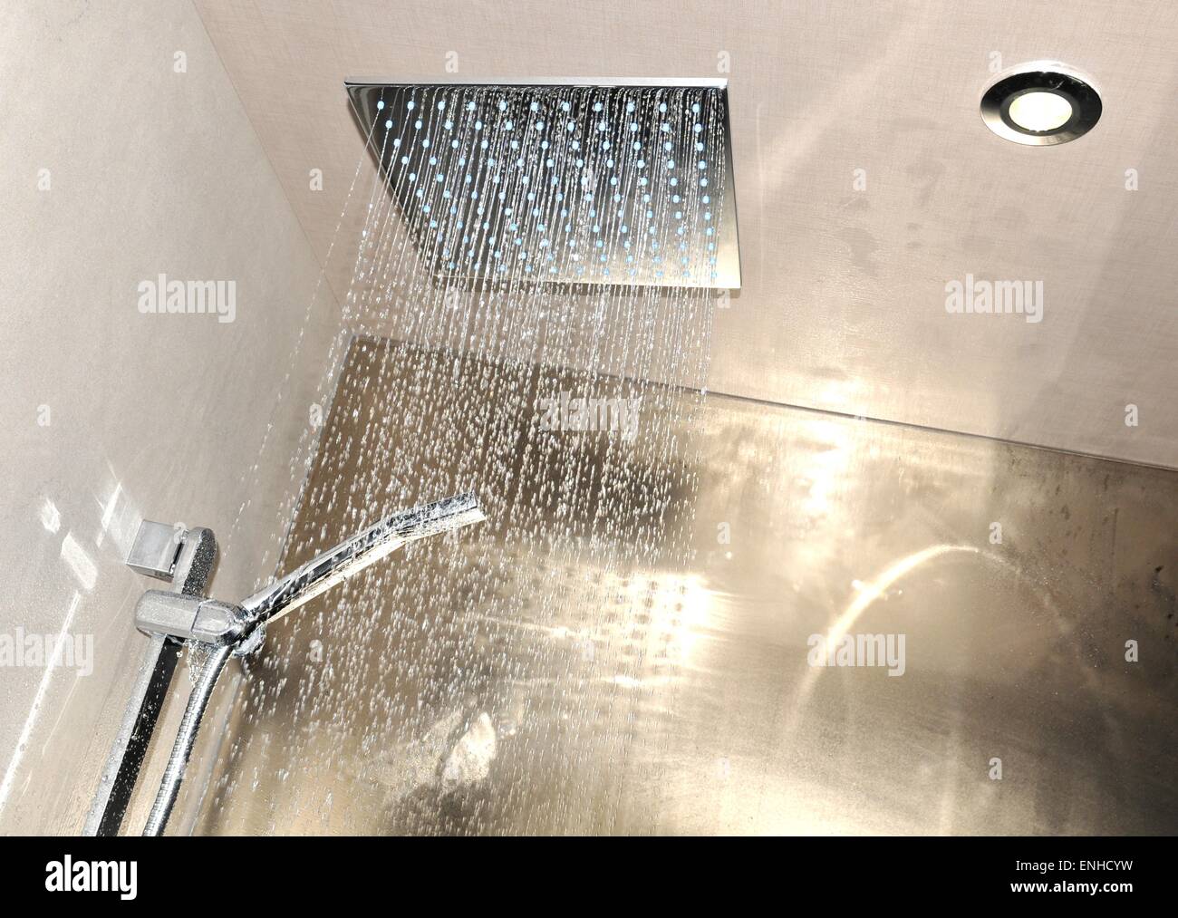 Detail of modern ceiling shower Stock Photo - Alamy