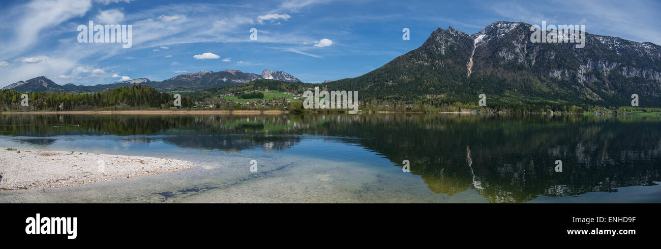 Panorama of Lake Hallstatt, from Steeg, Upper Austria, Austria Stock ...