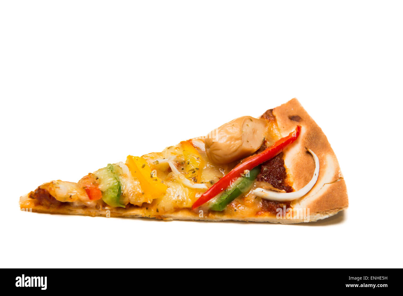 Pizza with pepperoni and sausage on an isolated white background Stock ...