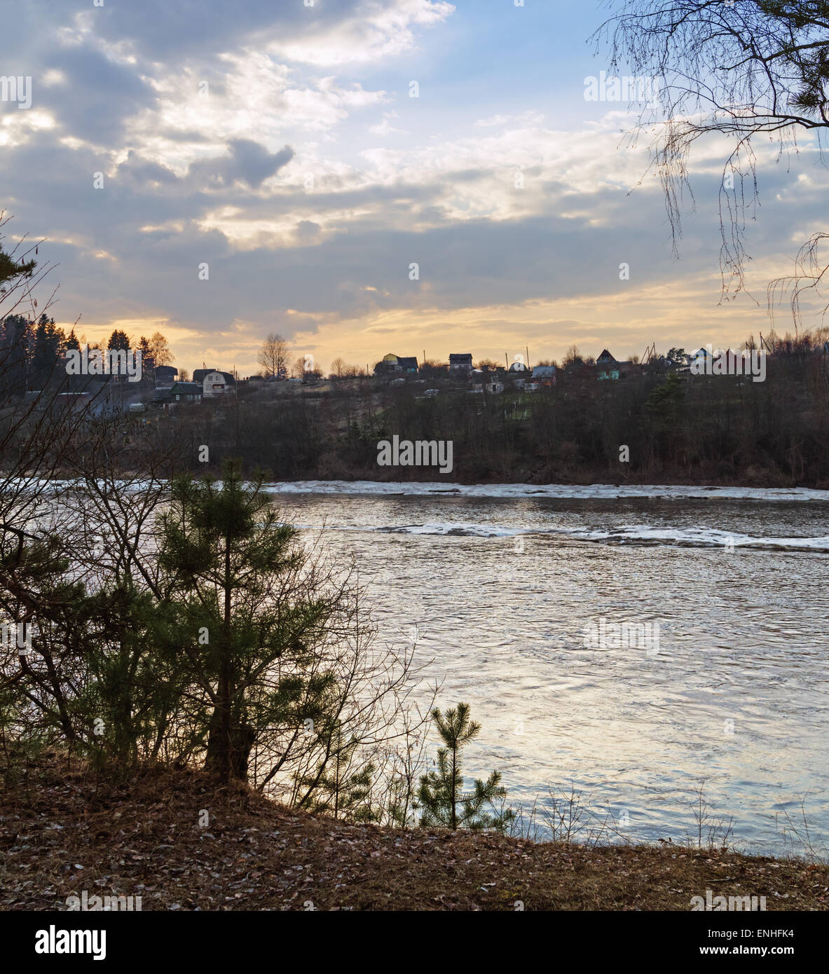 Spring river with ice Stock Photo - Alamy