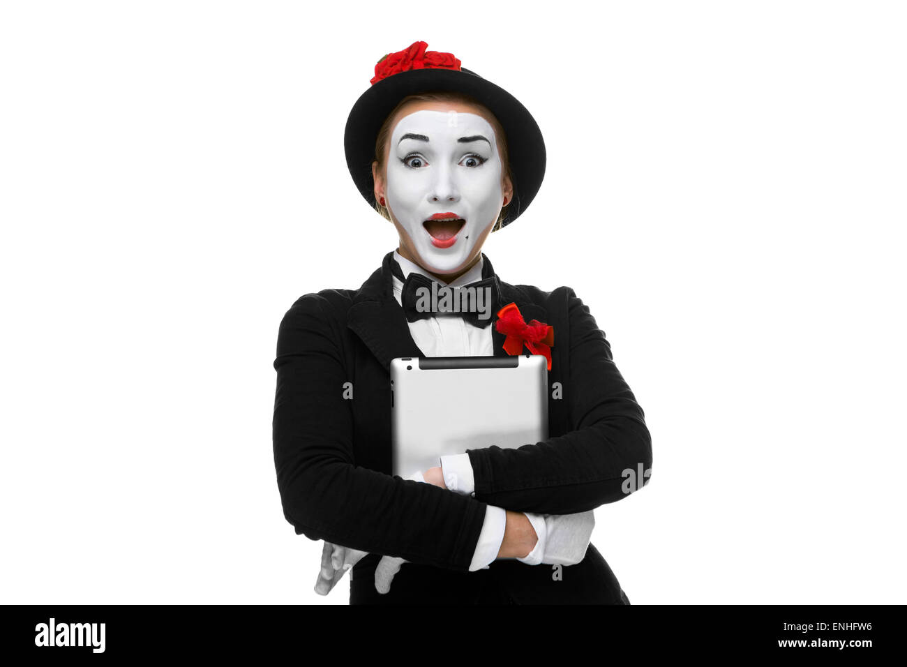 surprised mime isolated on white background Stock Photo - Alamy