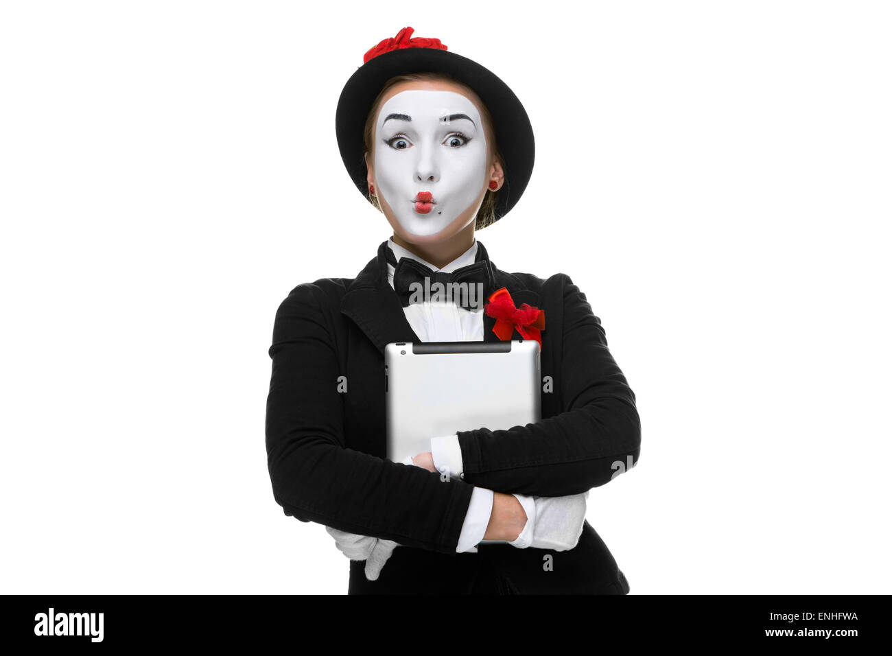 surprised mime isolated on white background Stock Photo - Alamy