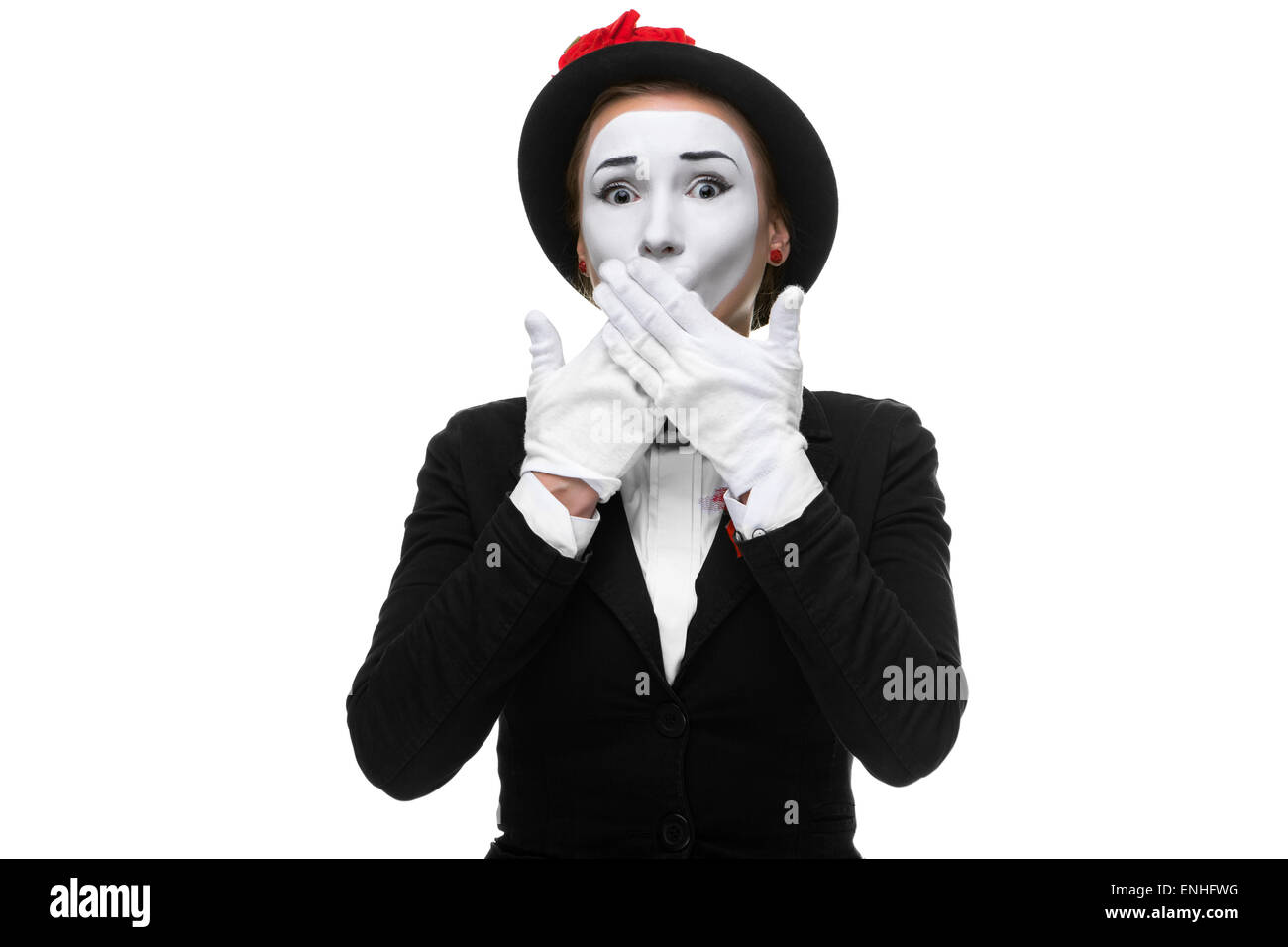 Portrait of the frightened mime Stock Photo - Alamy