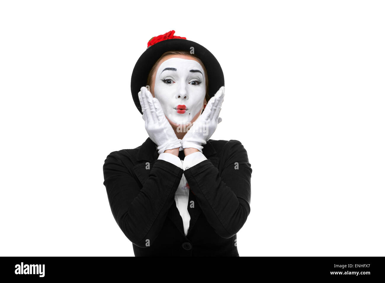 Portrait of the surprised and touched mime Stock Photo - Alamy