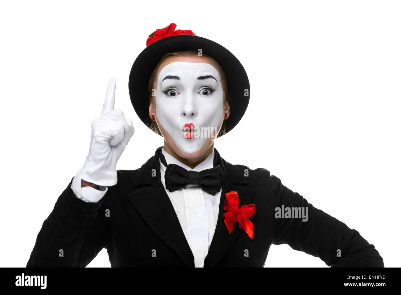 Portrait of the surprised and joyful mime with open mouth Stock Photo ...