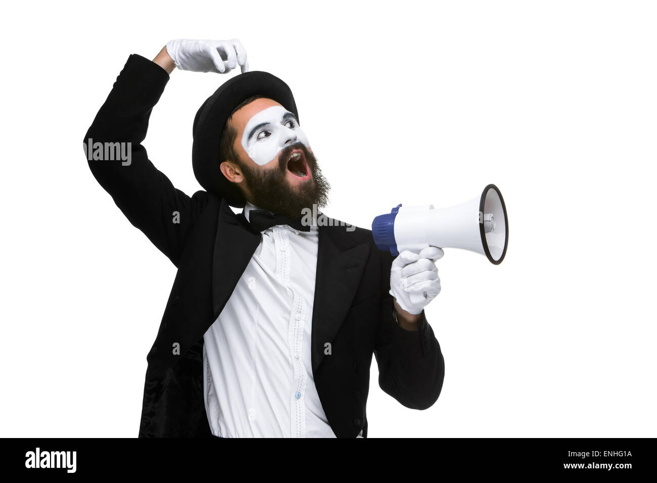 Man face mime screaming megaphone hi-res stock photography and images ...