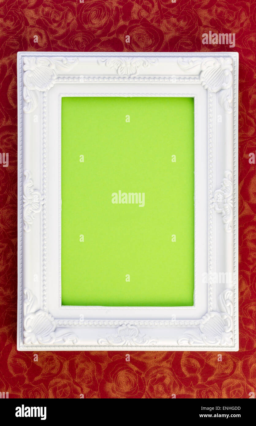 White Frame on dark red with green for your copy Stock Photo - Alamy