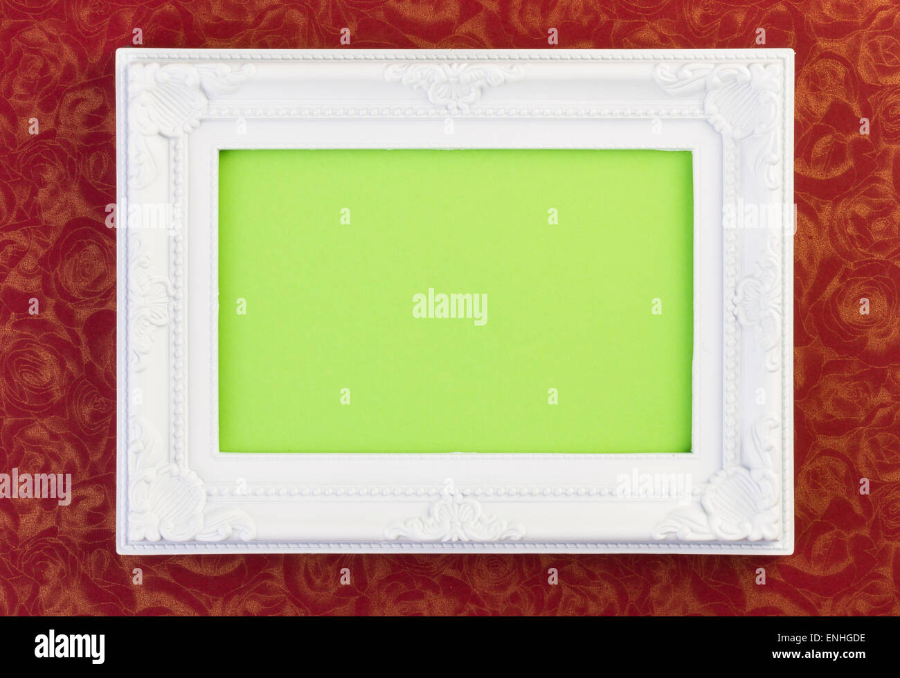 White Frame on dark red with green for your copy Stock Photo - Alamy