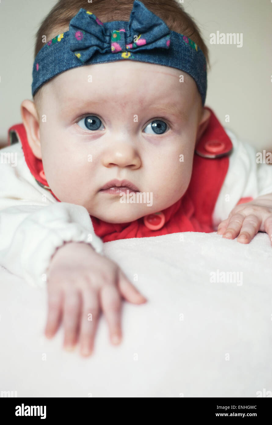 Beautiful caucasian baby girl. Portrait photo Stock Photo - Alamy