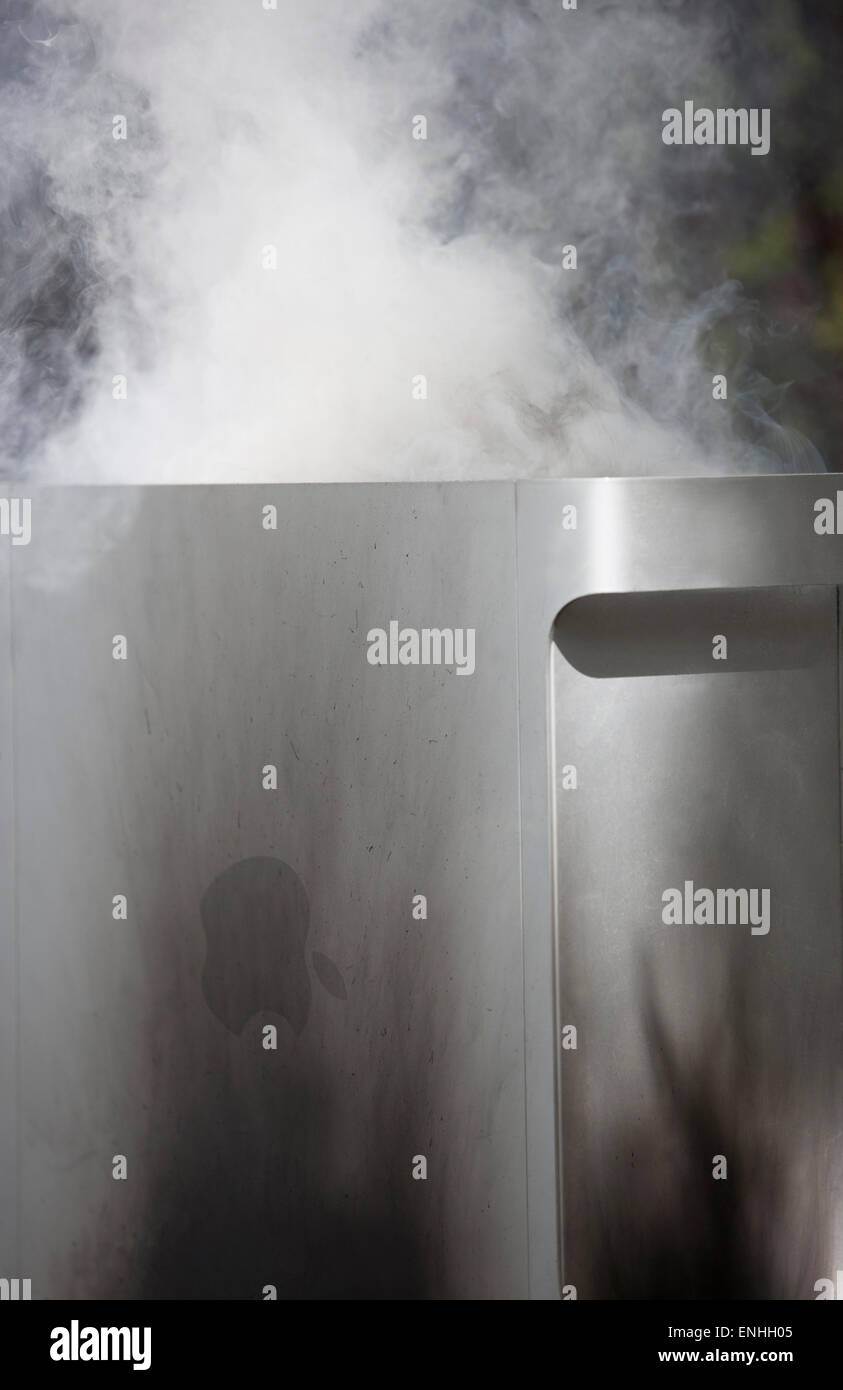 A tower computer engulfed in smoke Stock Photo - Alamy