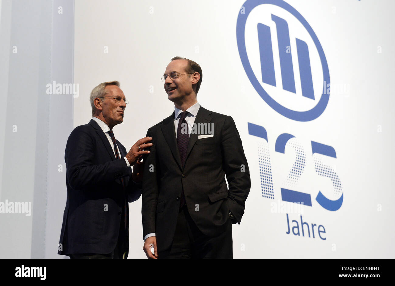 Michael Diekmann (L), outgoing CEO of German insurance company Allianz ...
