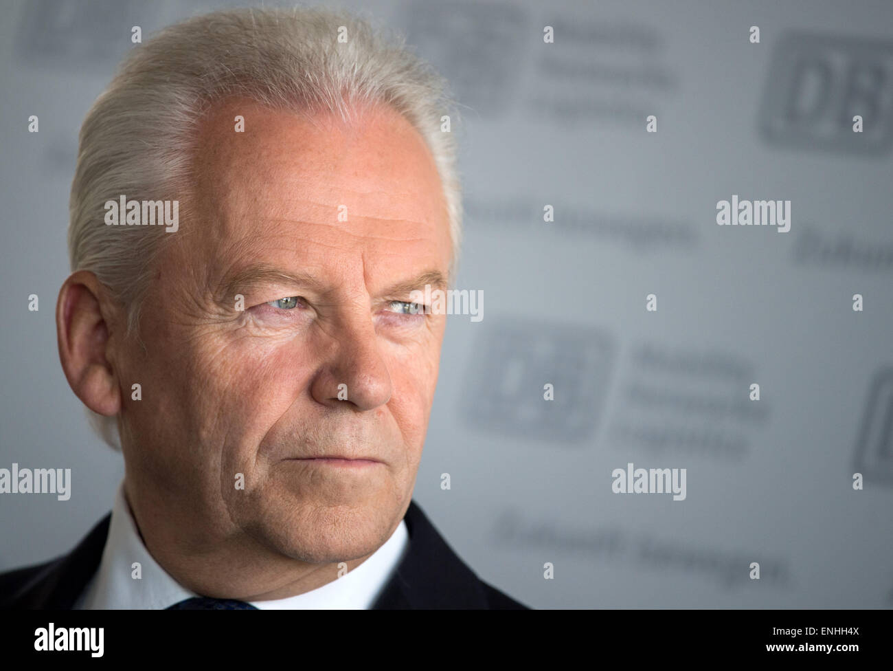 Ruediger Grube, CEO of German railway company Deutsche Bahn, speaks ...