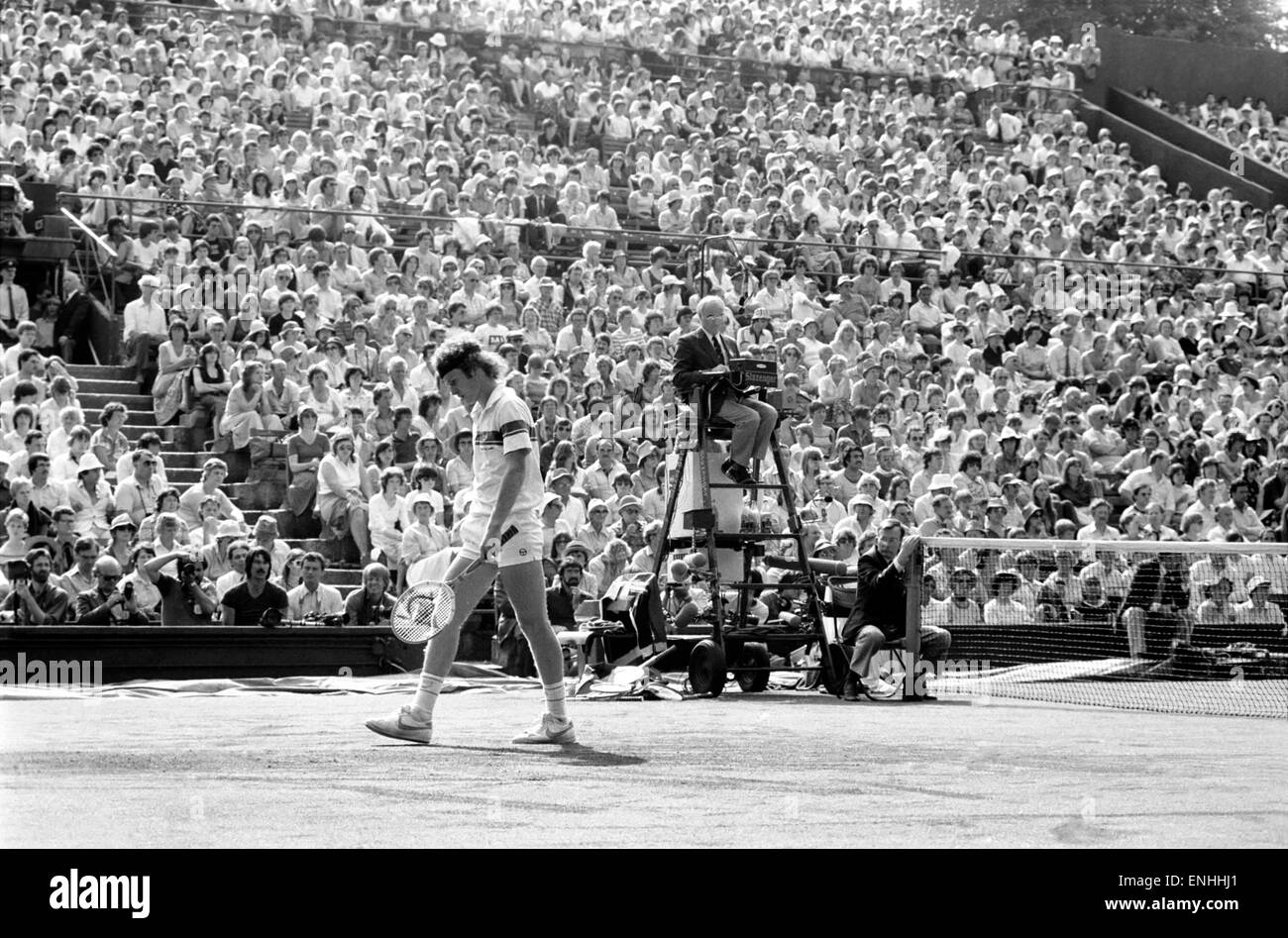 John McEnroe v Tom Gullikson, first round match at Wimbledon on Court ...
