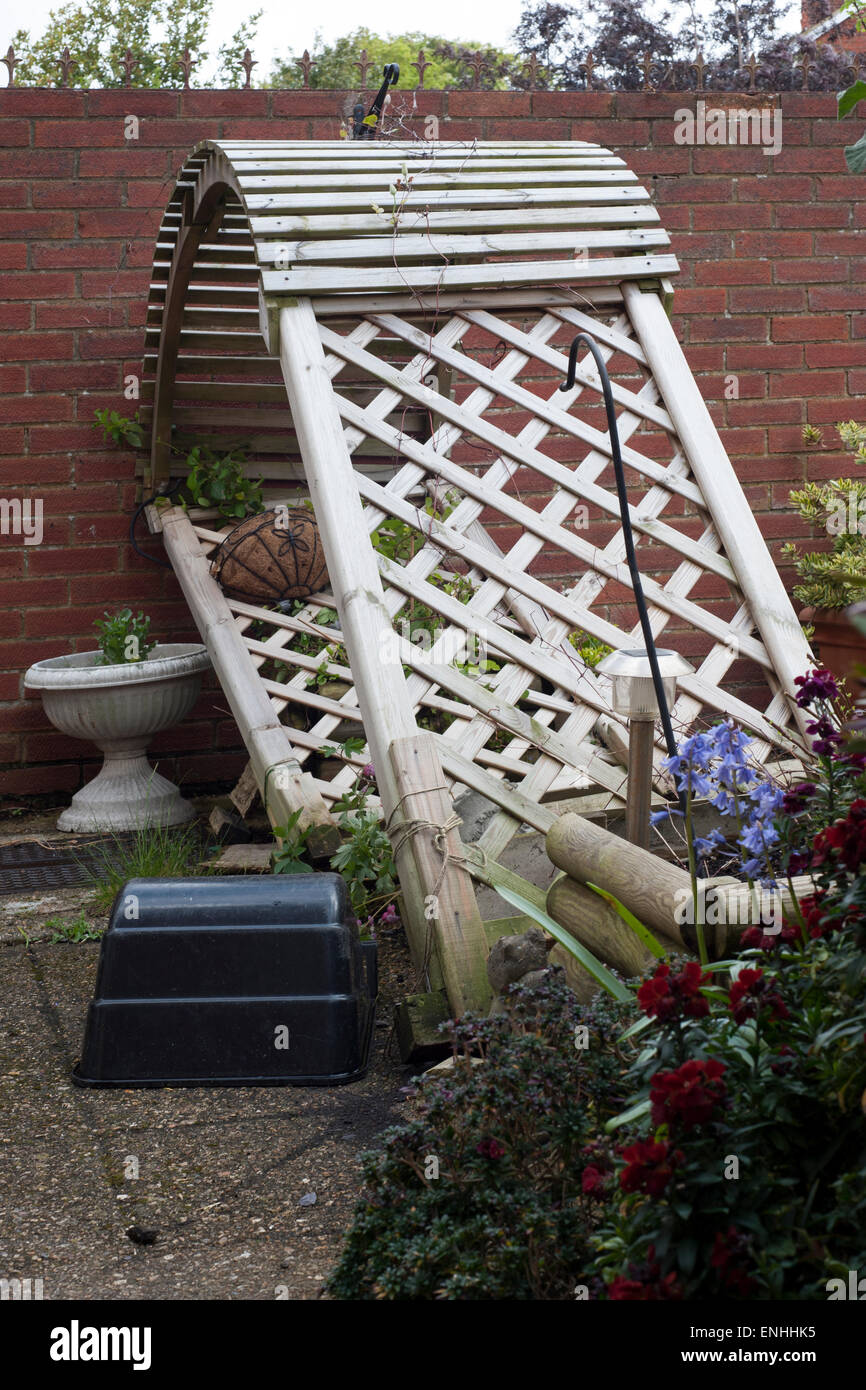 high winds leave a trail of damage in a garden in southsea england uk ...