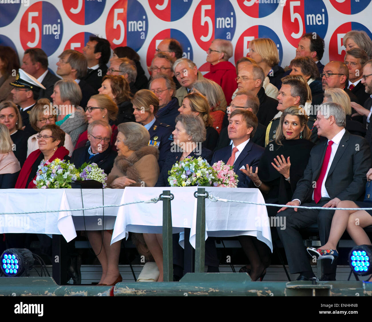 Amsterdam, The Netherlands. 5th May, 2015. King Willem-Alexander (3rd R ...