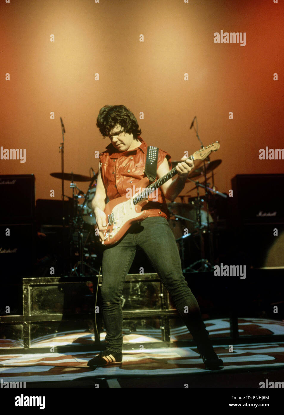 British blues guitarist and singer Gary Moore performing in concert at ...
