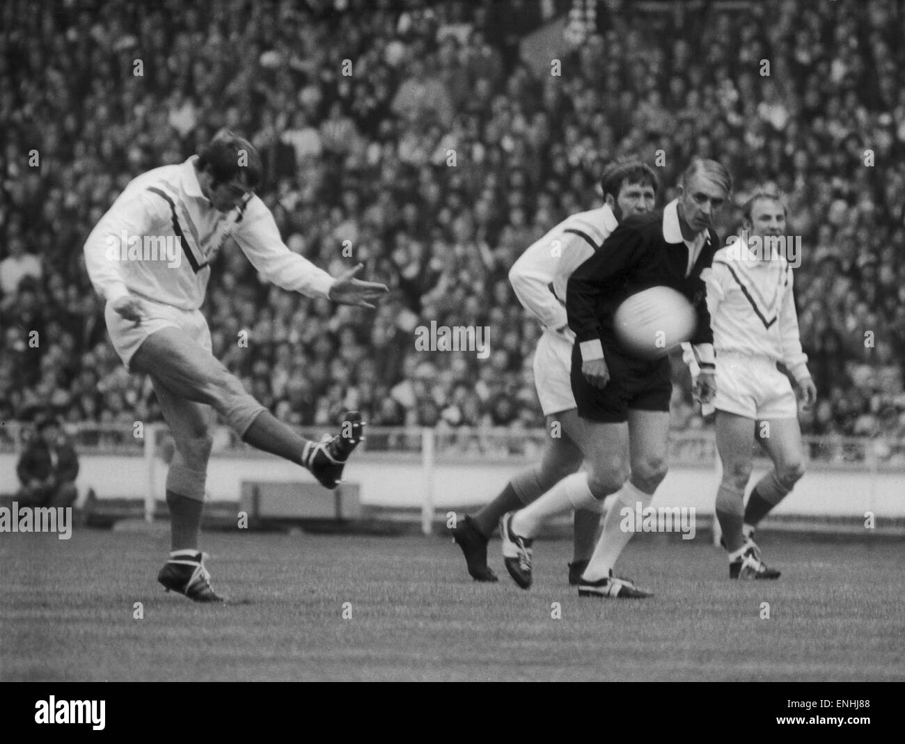 Derek Whitehead seen here kicking one of the 7 goals he scored for ...