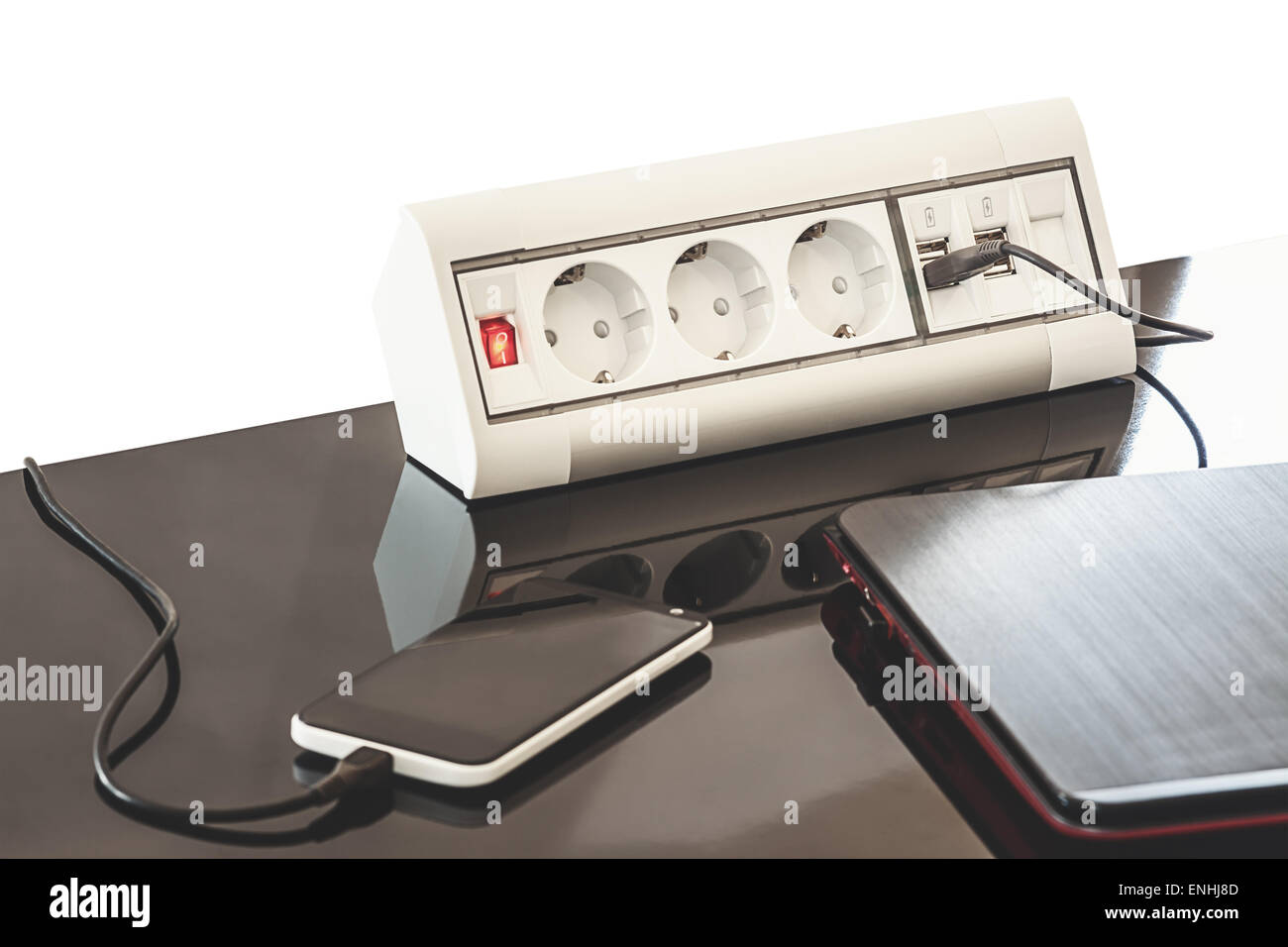 Modern electric plugs built in table, clever solutions for saving space ...