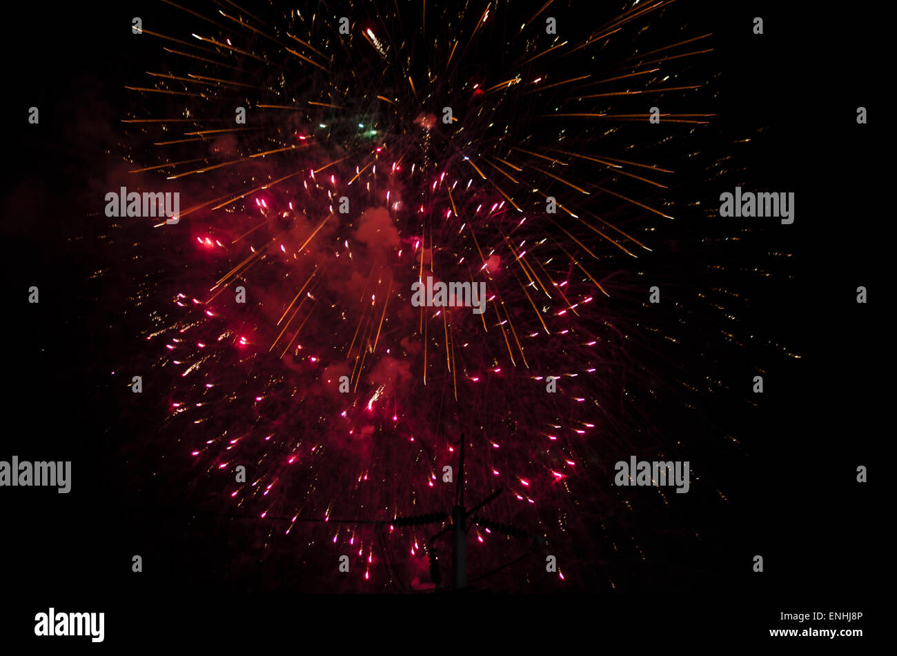 celebrate festival fire work on black sky background Stock Photo - Alamy