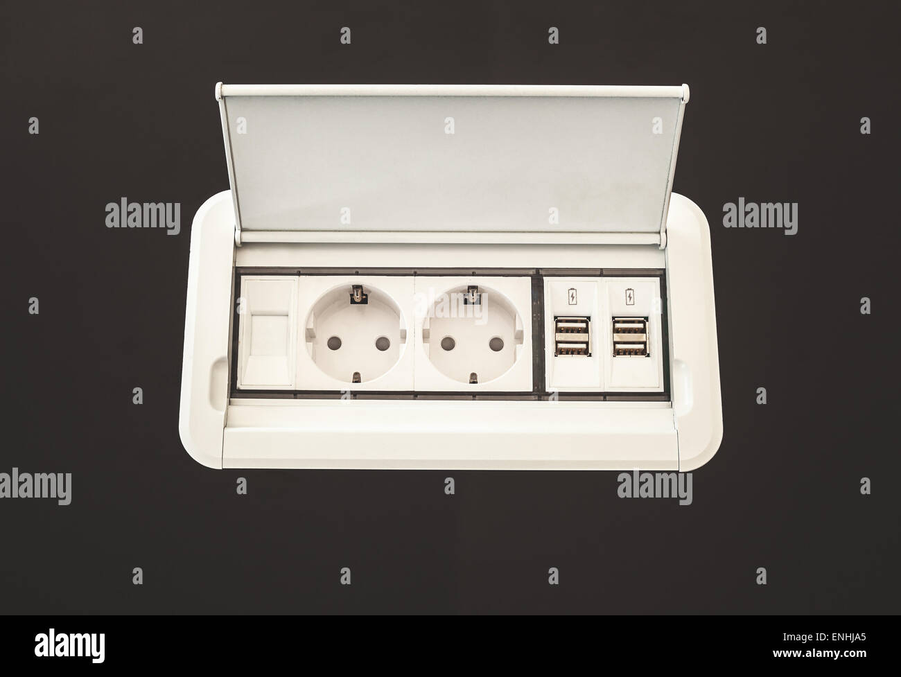 Modern electric plugs built in table, clever solutions for saving space ...