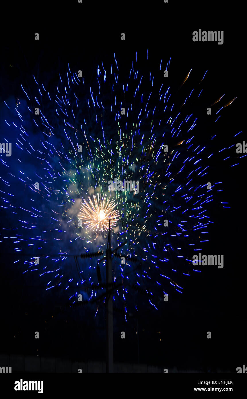 celebrate festival fire work on black sky background Stock Photo - Alamy