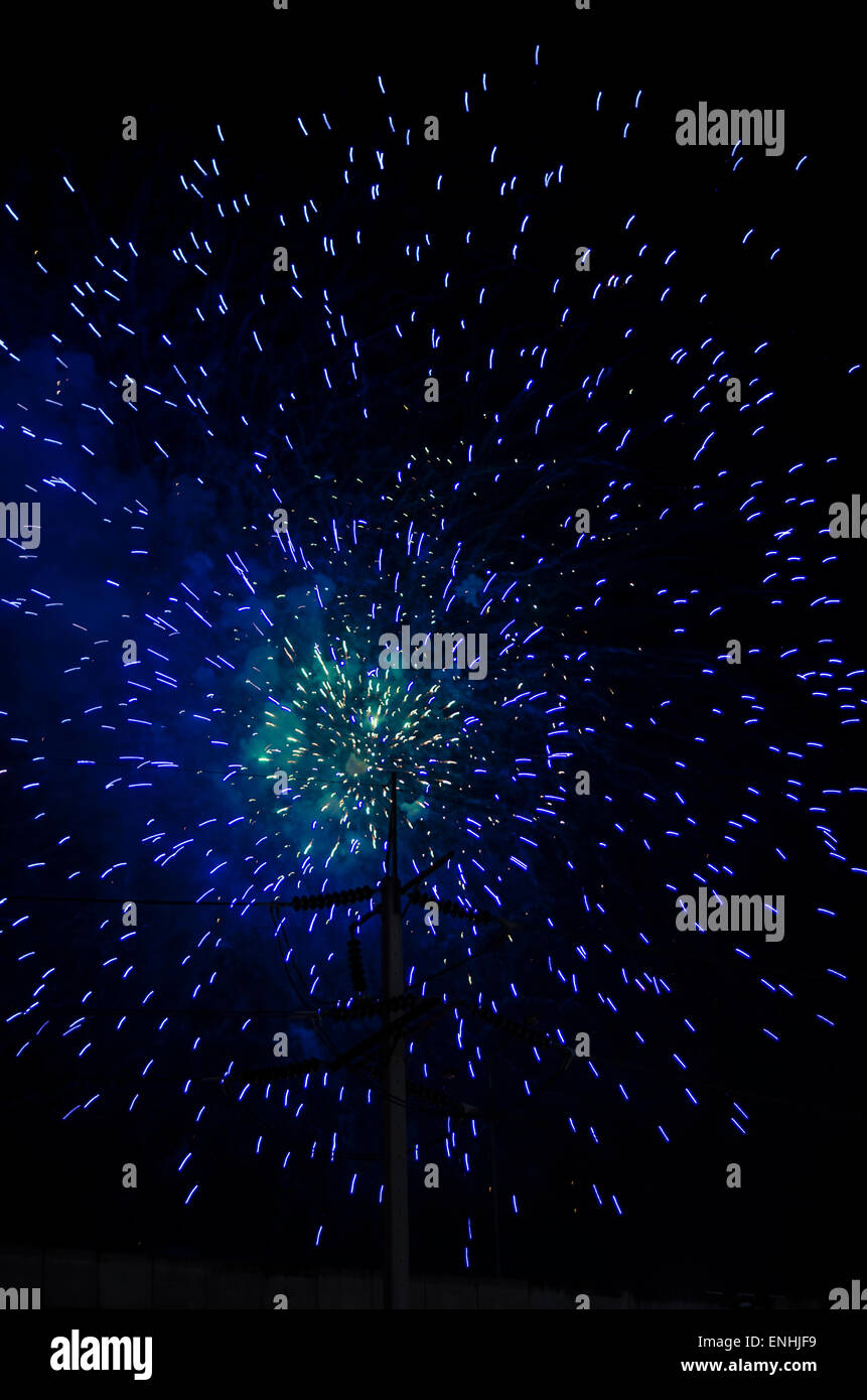 celebrate festival fire work on black sky background Stock Photo - Alamy