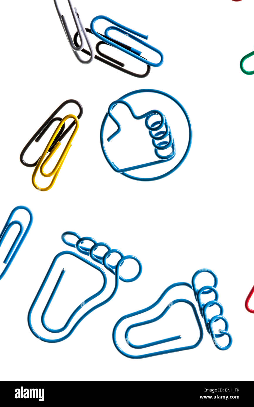 Paper clips blue feet thumbs up hi-res stock photography and images - Alamy