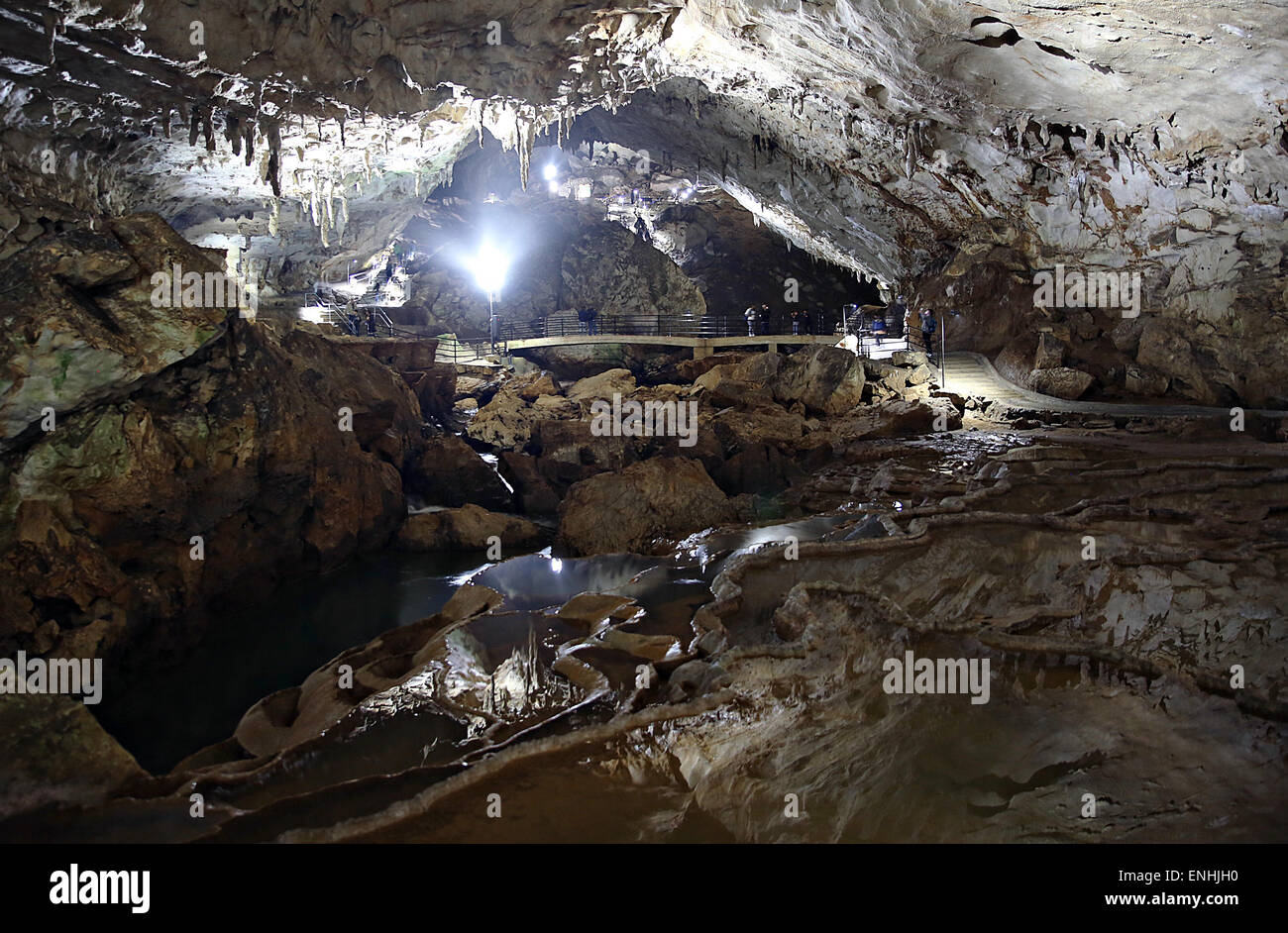 The inside of the Akiyoshido Cave, the largest cave system in Japan in ...